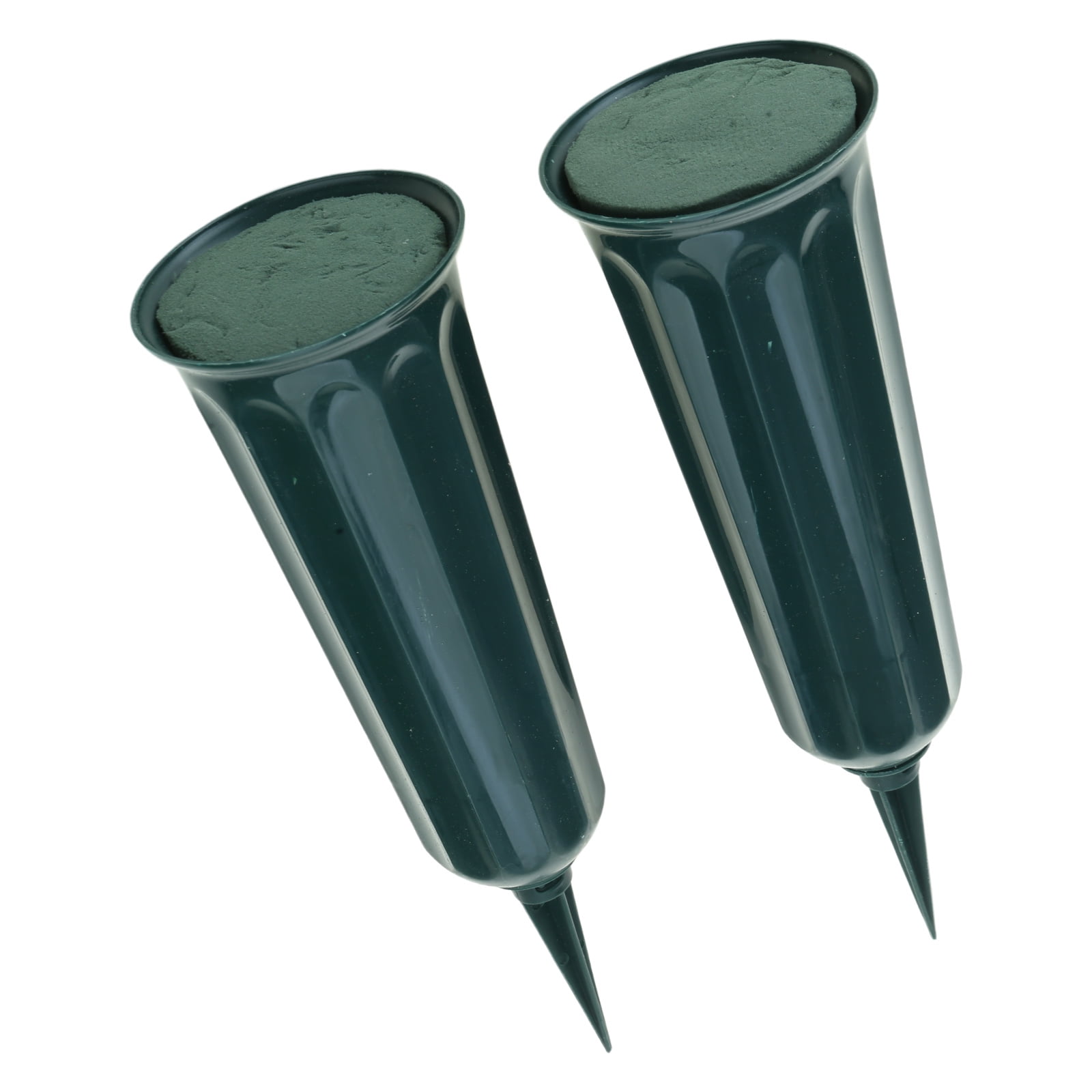Pack of 2 Grave Vases with Foam and Bottom Fixing Part Plastic Base ...