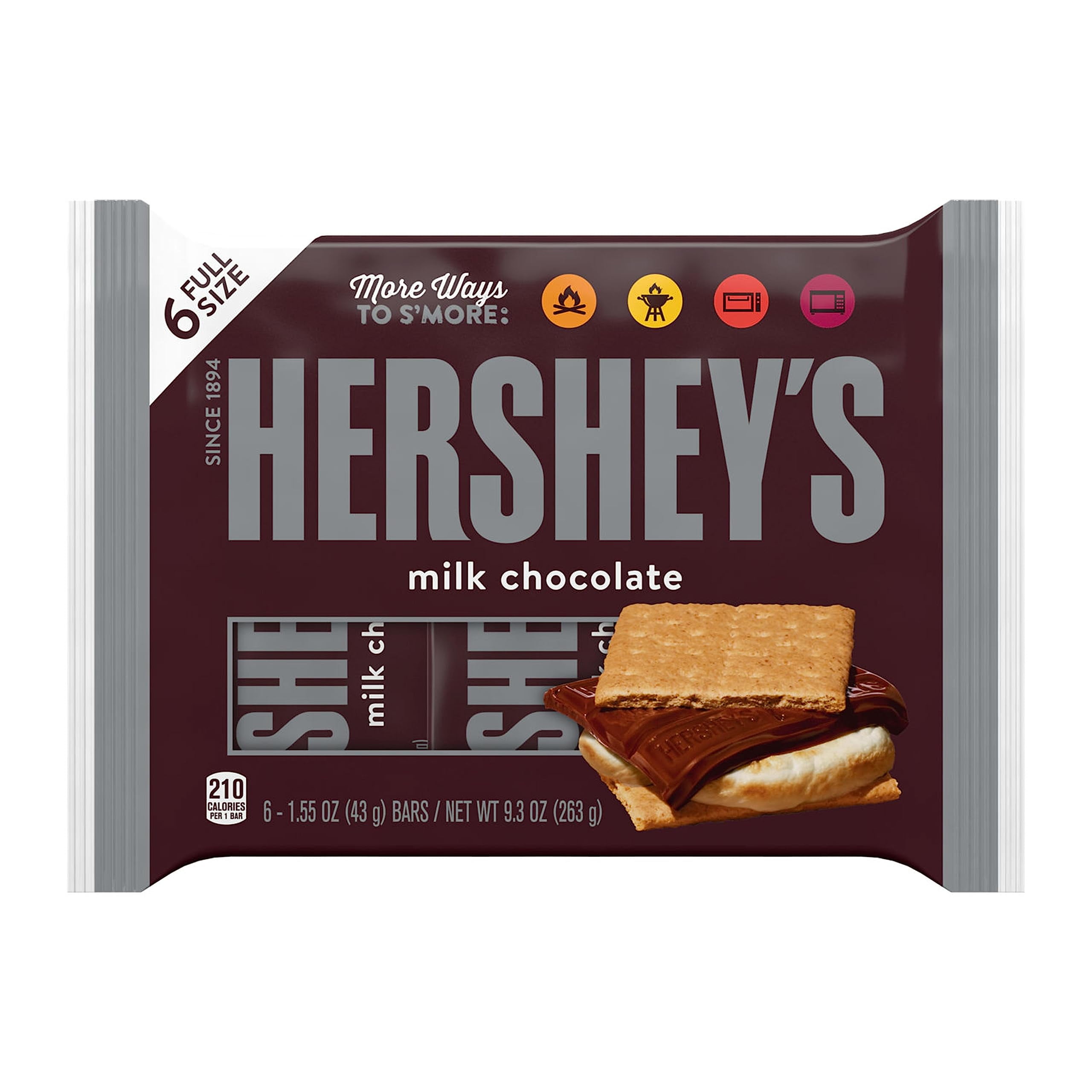 Pack of 2 - Hersheys Milk Chocolate Candy Bars, 1.55 Oz (6 Count ...