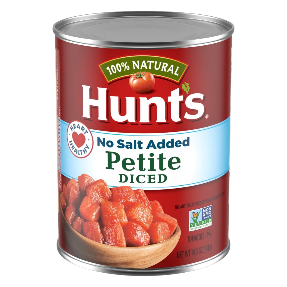 Pack of 2 Hunt's Petite Diced Tomatoes No Salt Added, 14.500 OZ ...