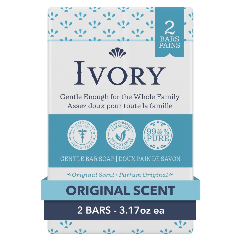 Pack of 2 Ivory 2-Pack Bar Soap, 2 ct, 3.17 oz (Package May Vary ...