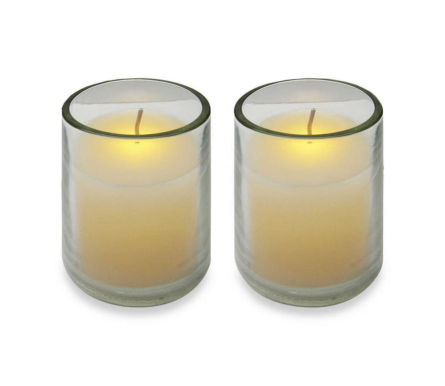 Pack of 2 Ivory Battery Operated Flameless LED Lighted Flickering Wax ...
