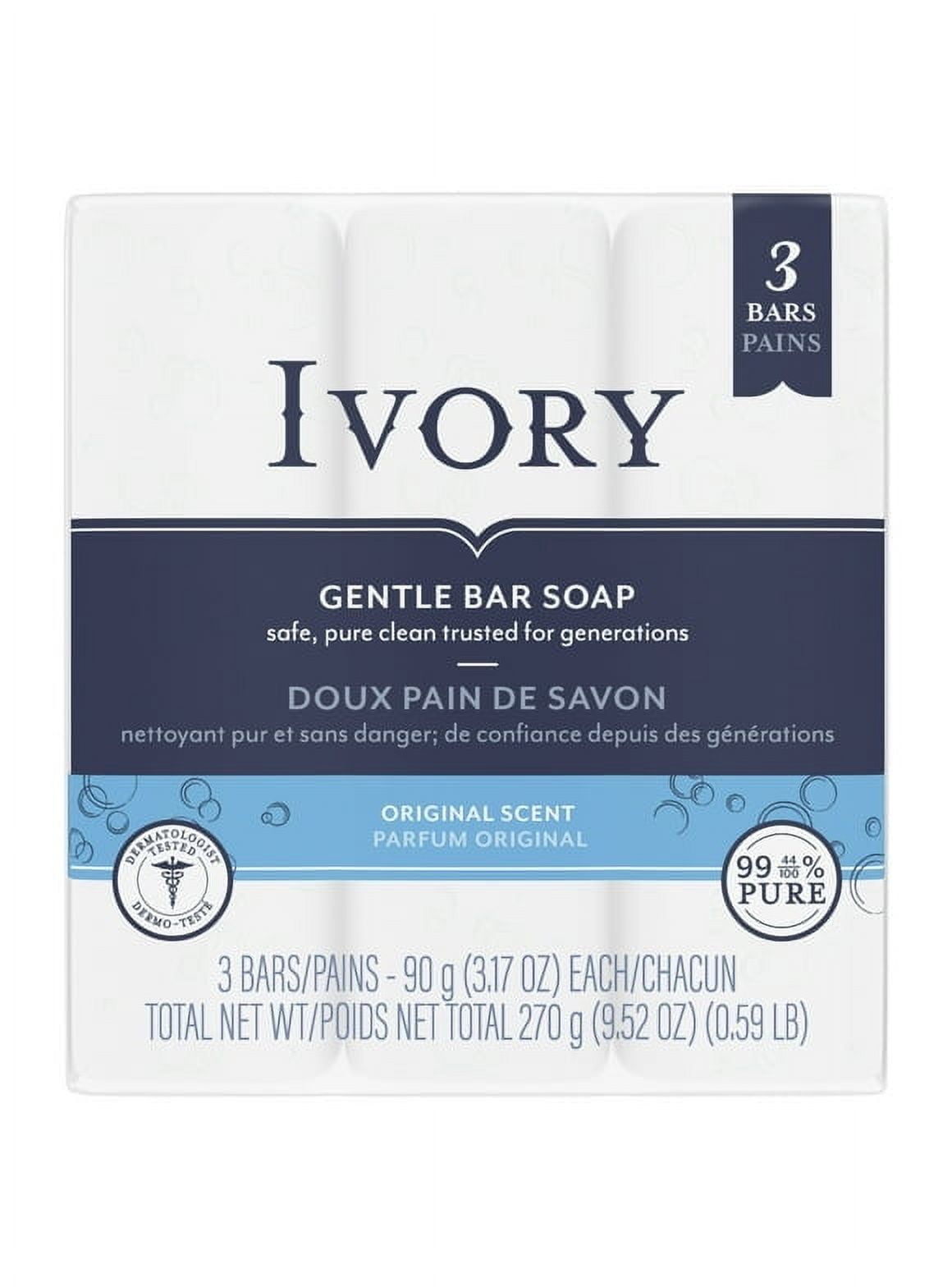 Ivory Gentle Bar Soap, Original Scent, Pack of 2, 3 Bars Each, 3.17 oz ...