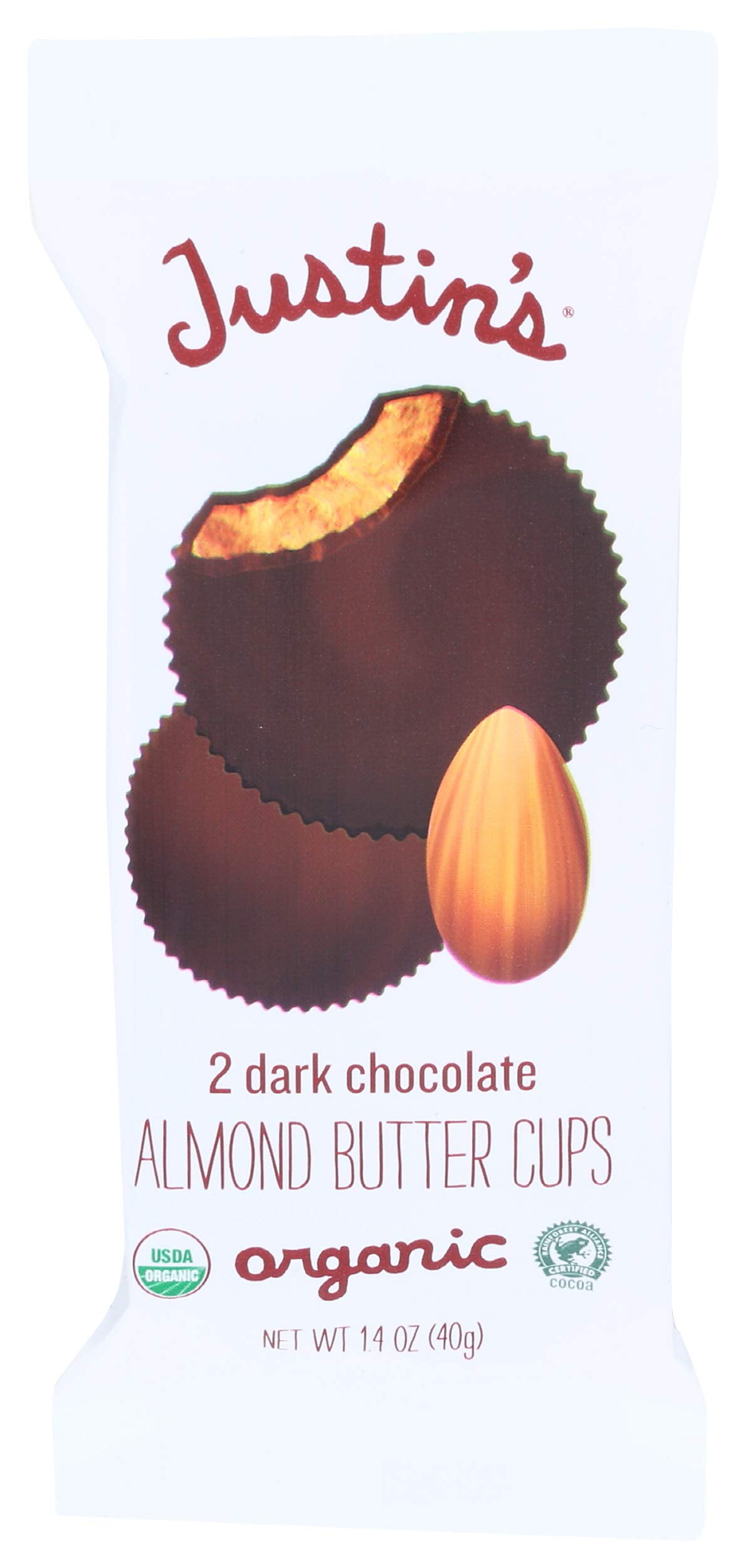 Pack of 2 JUSTINS Organic Dark Chocolate Almond Butter Cup, 1.4 OZ ...