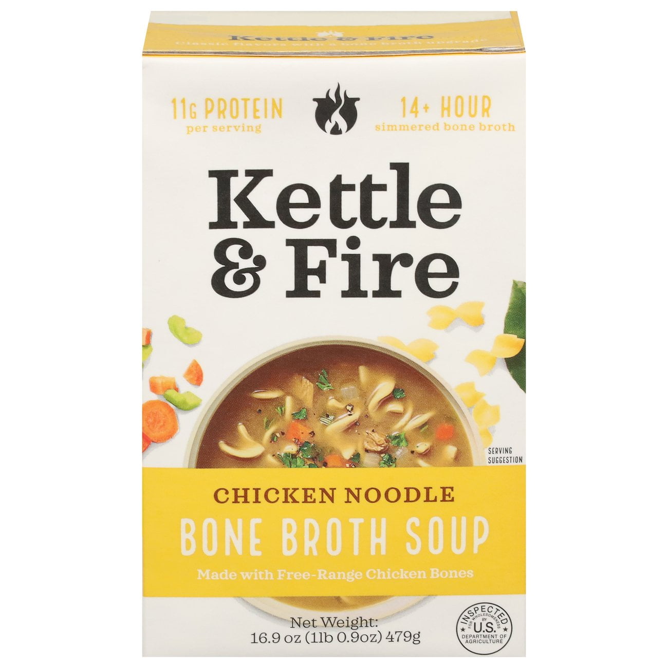 Pack of 2 Kettle & Fire Chicken Noodle Bone Broth Soup, 16.9 oz ...