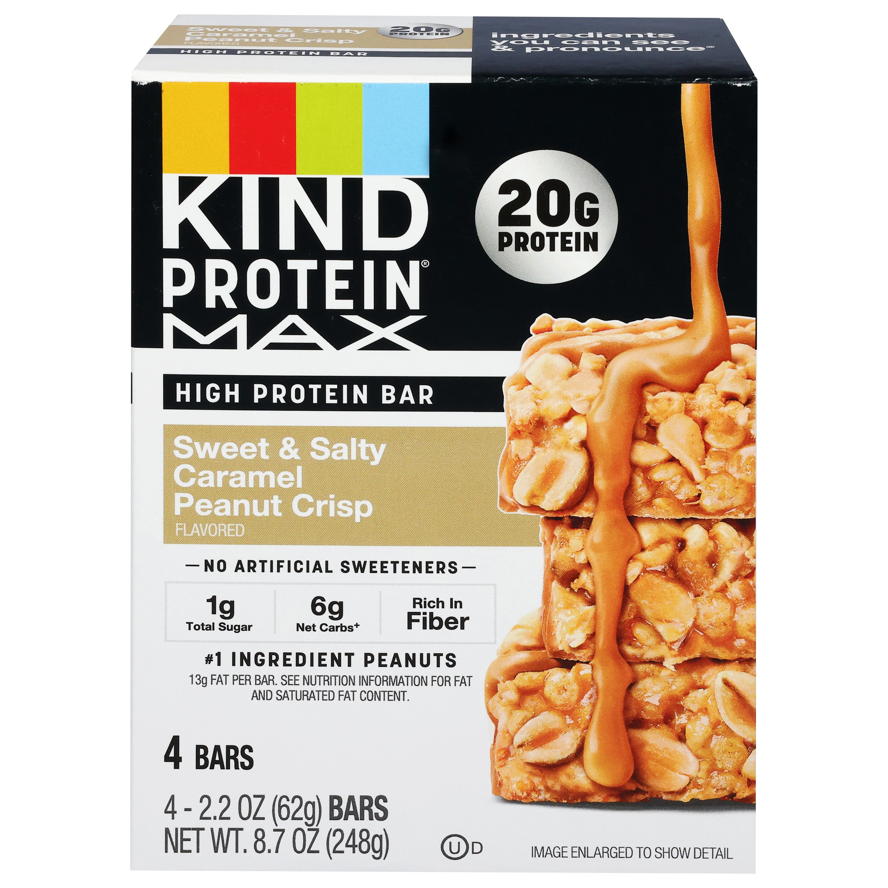 Kind 20g Protein Max Bars - Sweet & Salty Caramel Peanut Crisp - 4 ct ...