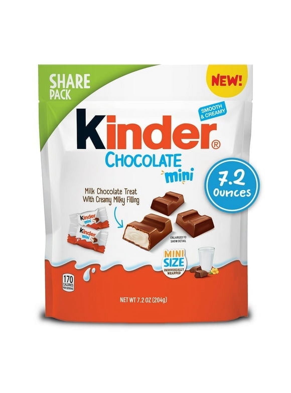 Pack of 2 Kinder Chocolate Mini, Milk Chocolate Bars, Individually ...