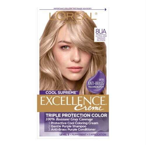 Pack of 2 - L'Oreal Paris Excellence Permanent Hair Color Triple Care Protection 8UA Ultra Ash ...