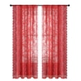 Pack of 2 Lace Sheer Curtains Rod Pocket French Design Scalloped Edges ...