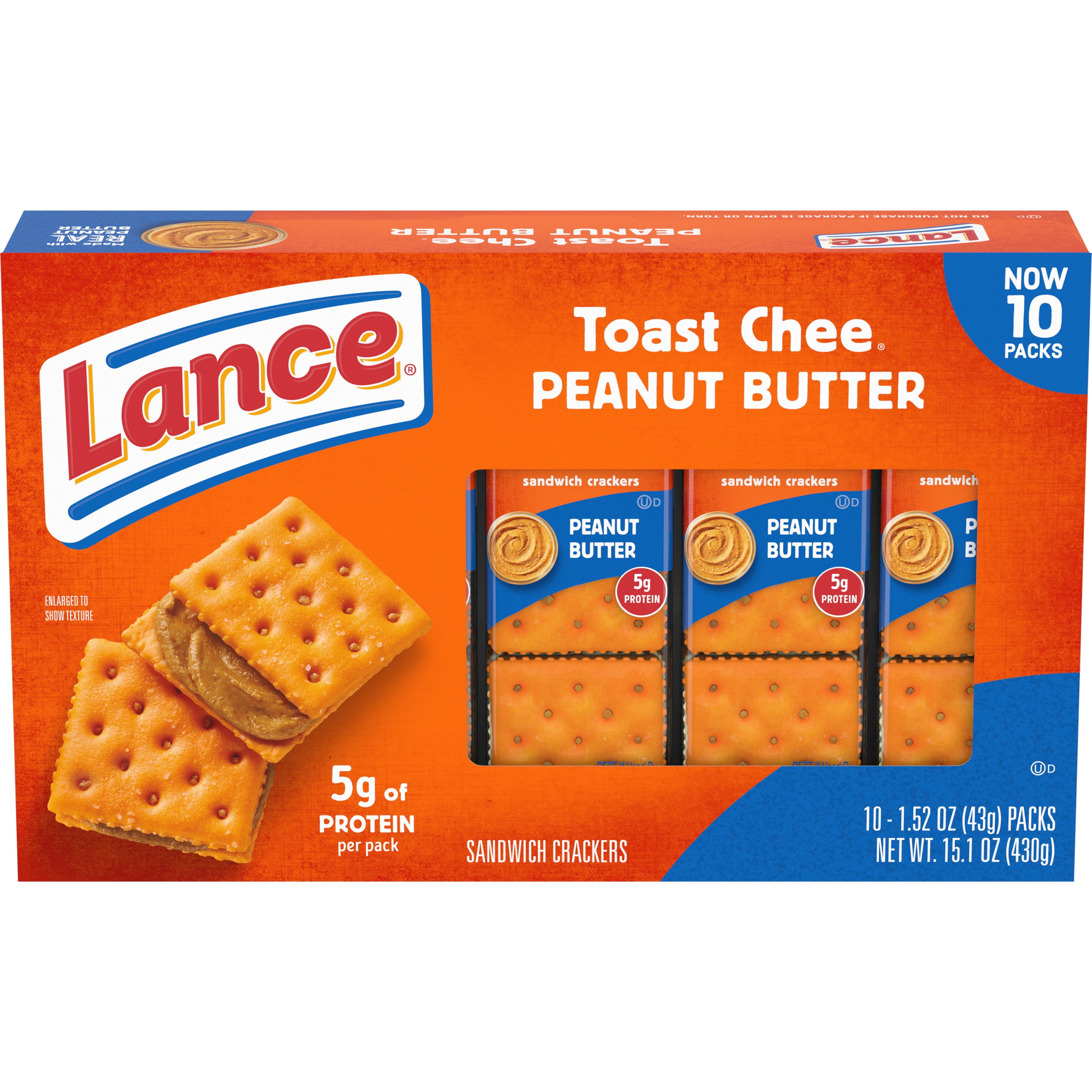 Pack of 2 Lance Sandwich Crackers Toast Chee Peanut Butter, 10 ct ...
