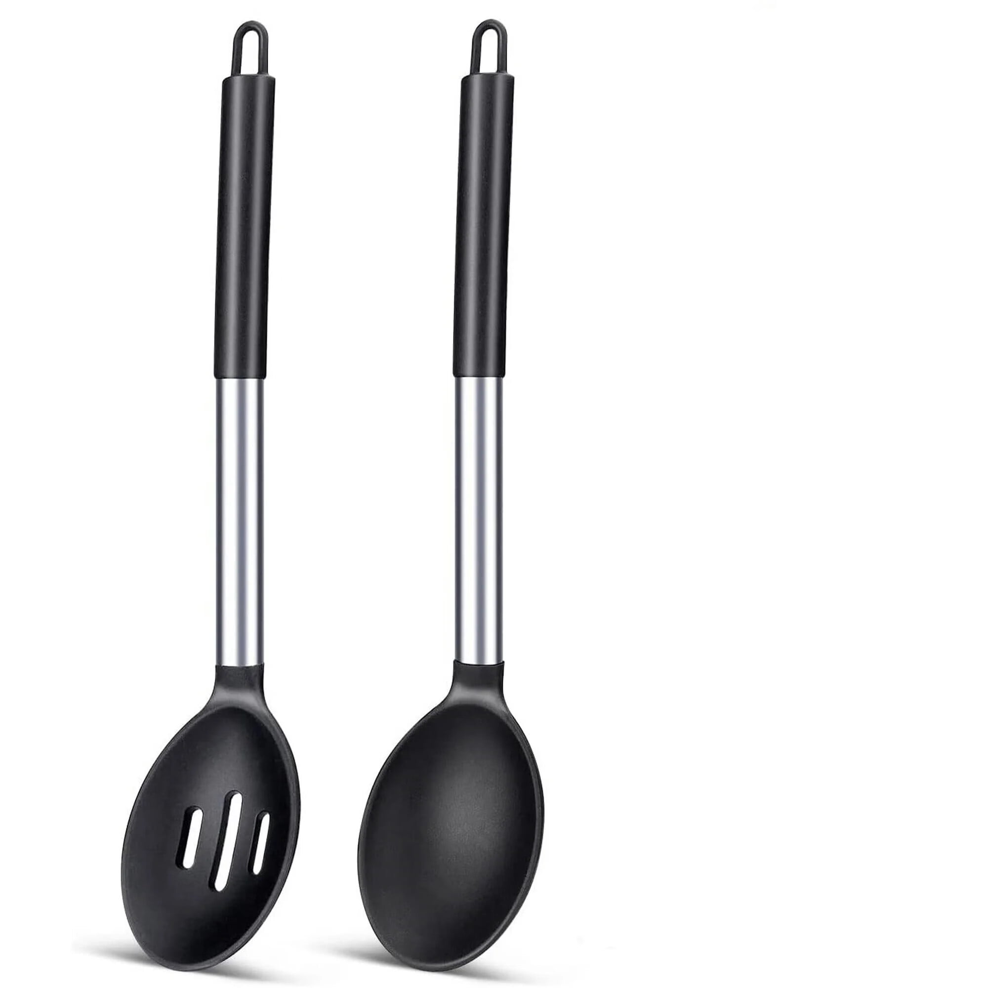 Pack of 2 Large Silicone Cooking Spoons,Non-Stick Solid Whisking Spoon ...