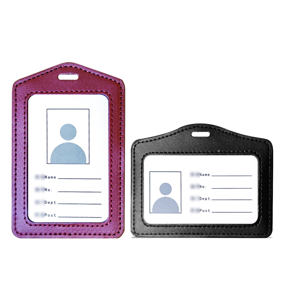 Pack of 2 Leather Badge Holders, Vertical / Transverse ID Card Holders ...