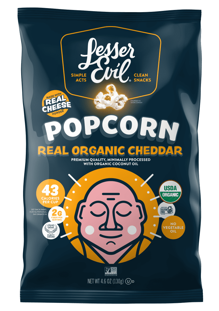 Pack of 2 LesserEvil Real Organic Cheddar Popcorn, 4.6 oz (Package May ...