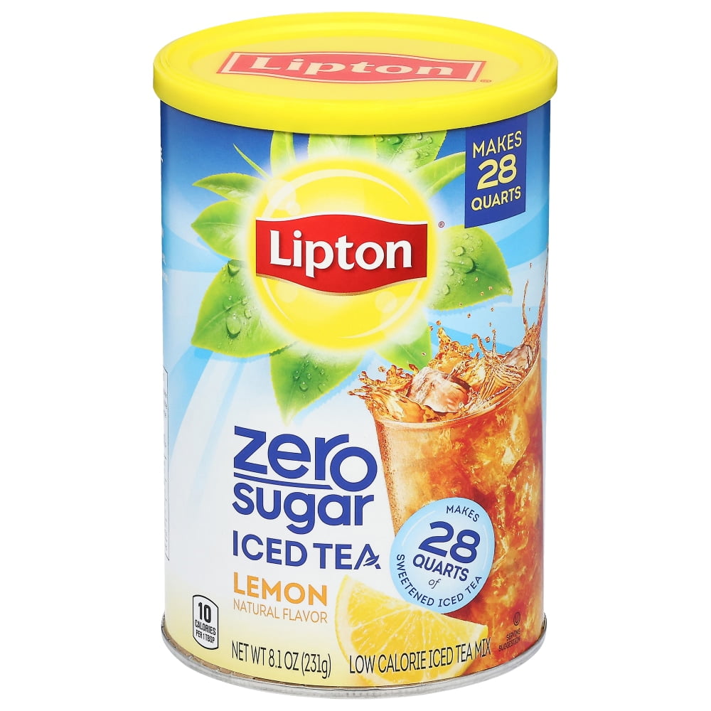 Pack of 2 Lipton Lemon Zero Sugar Ice Tea Mix, 8.1 oz (Package May Vary ...