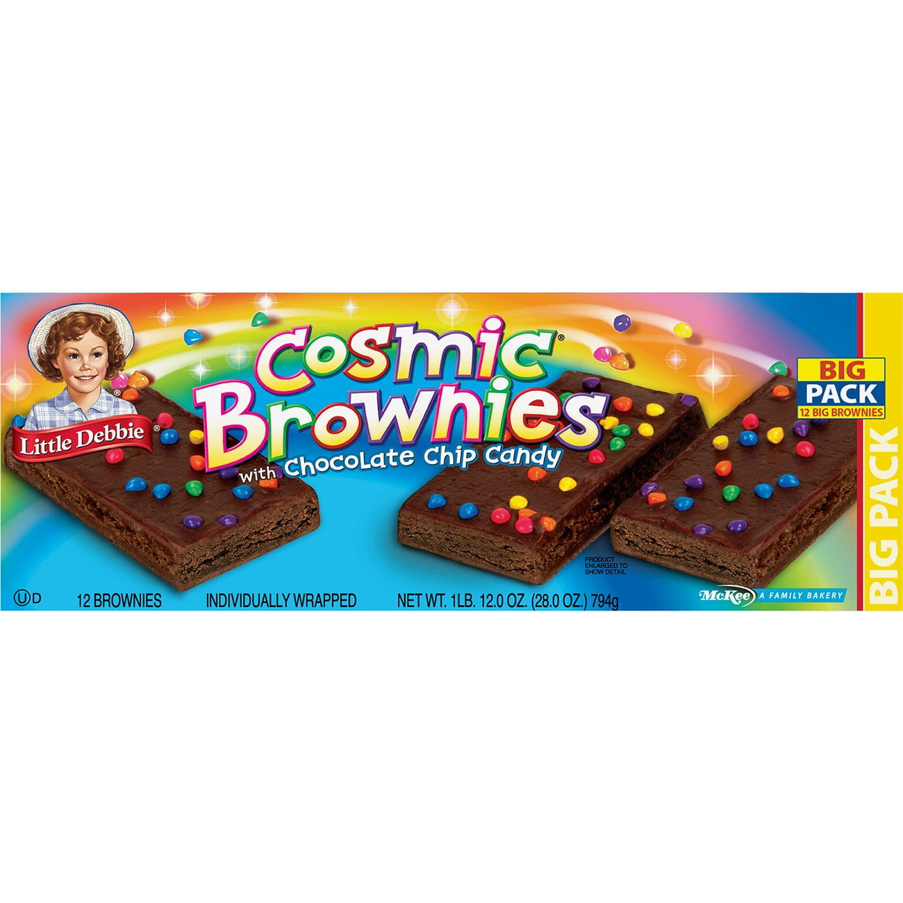 Pack of 2 Little Debbie Cosmic Brownies With Chocolate Chip Candy - Big ...