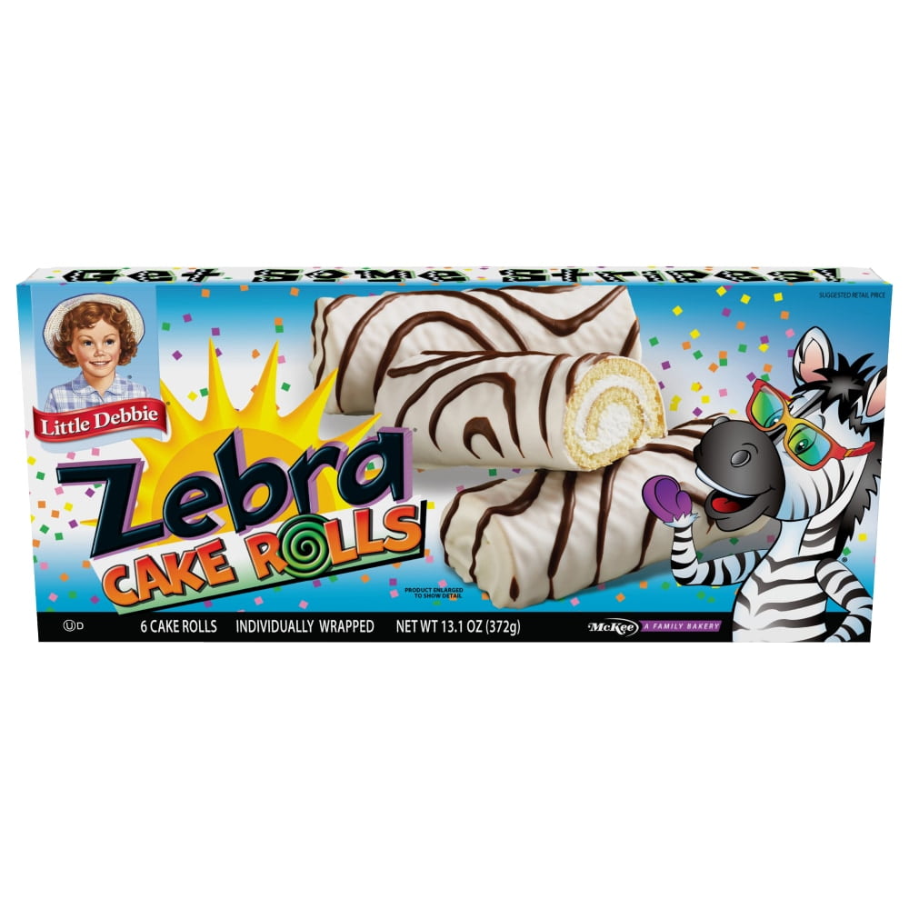 Pack of 2 Little Debbie Zebra Cake Rolls, 6 ct, 2.18 oz (Package May ...