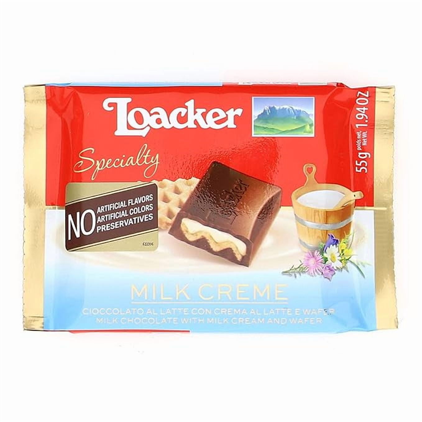 Pack of 2 Loacker Chocolate Bar Specialty Milk Creme, 1.94 Ounces ...