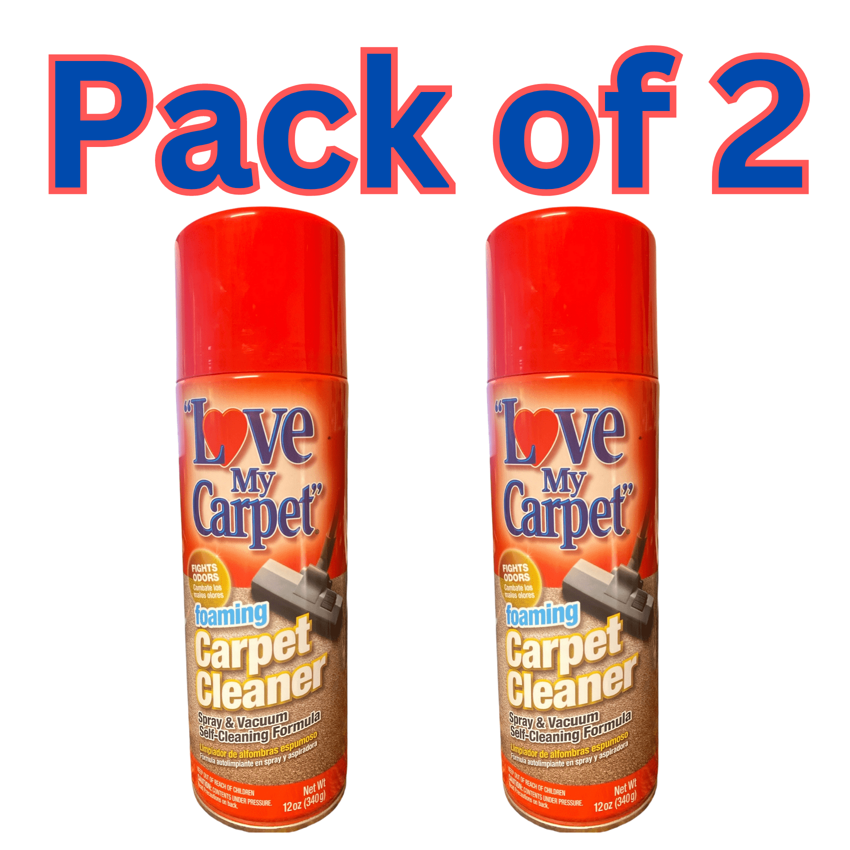 Pack of 2 - Love My Carpet Foaming Carpet Cleaner, 12 oz, Self-Cleaning ...