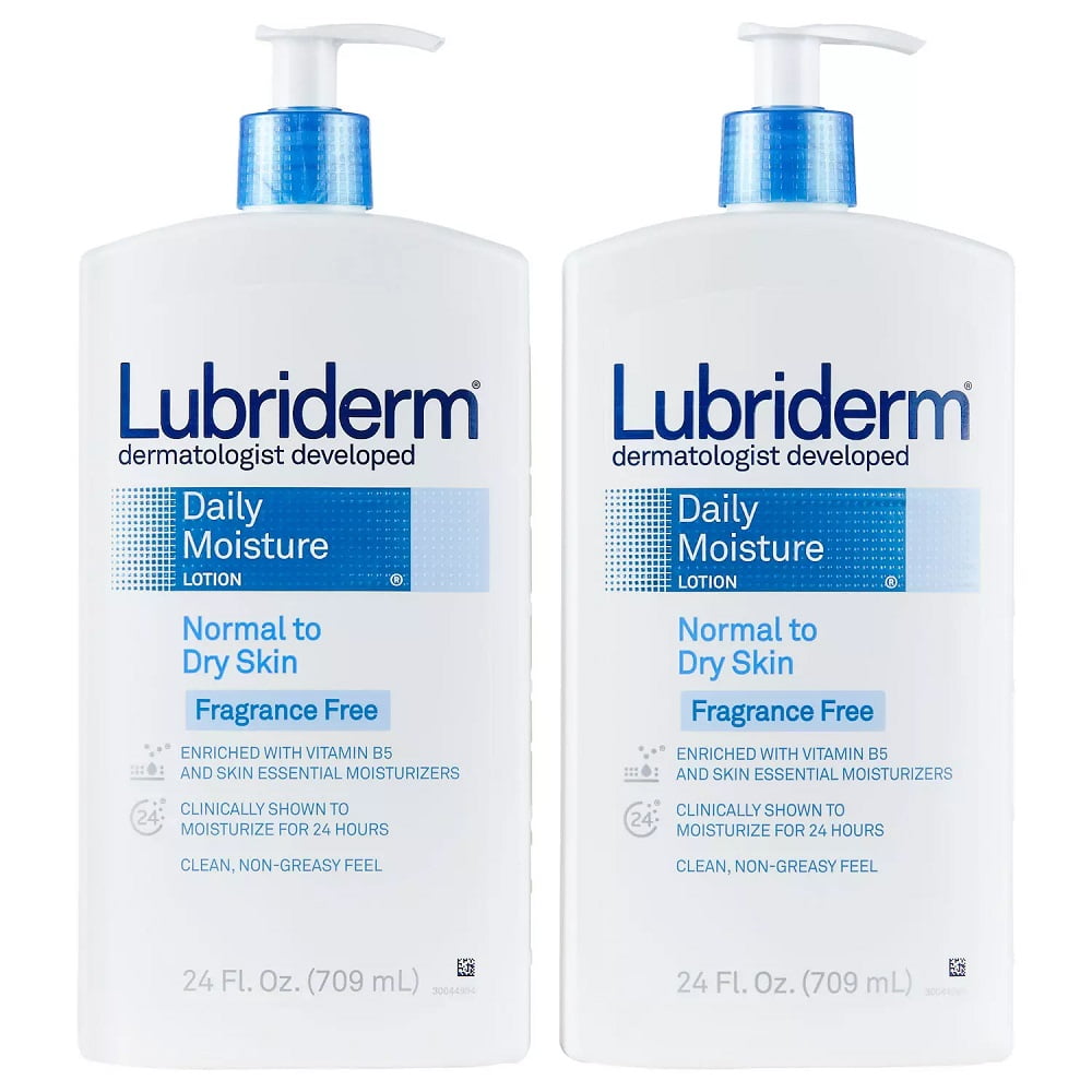 Pack of 2 Lubriderm Daily Moisture Body Lotion Fragrance-Free 24 oz. ea ...