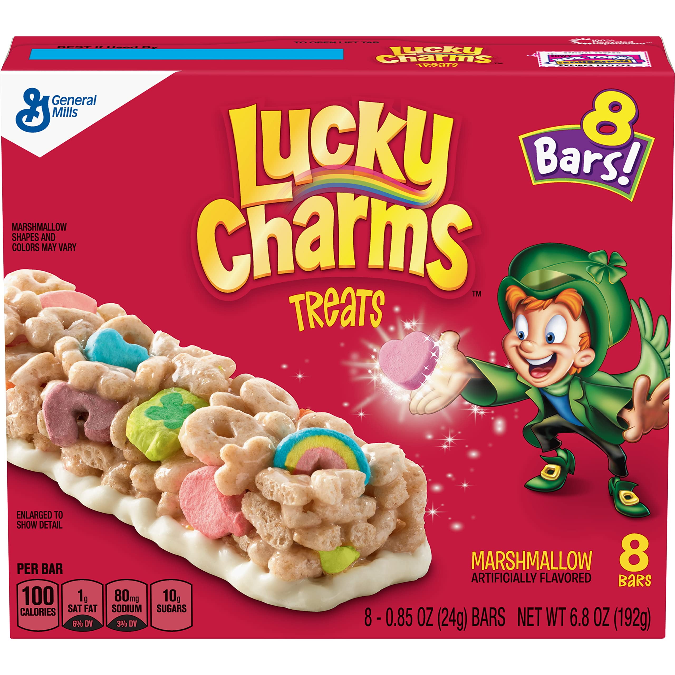 Pack of 2 - Lucky Charms Breakfast Cereal Treat Bars, Snack Bars, 6.8 ...