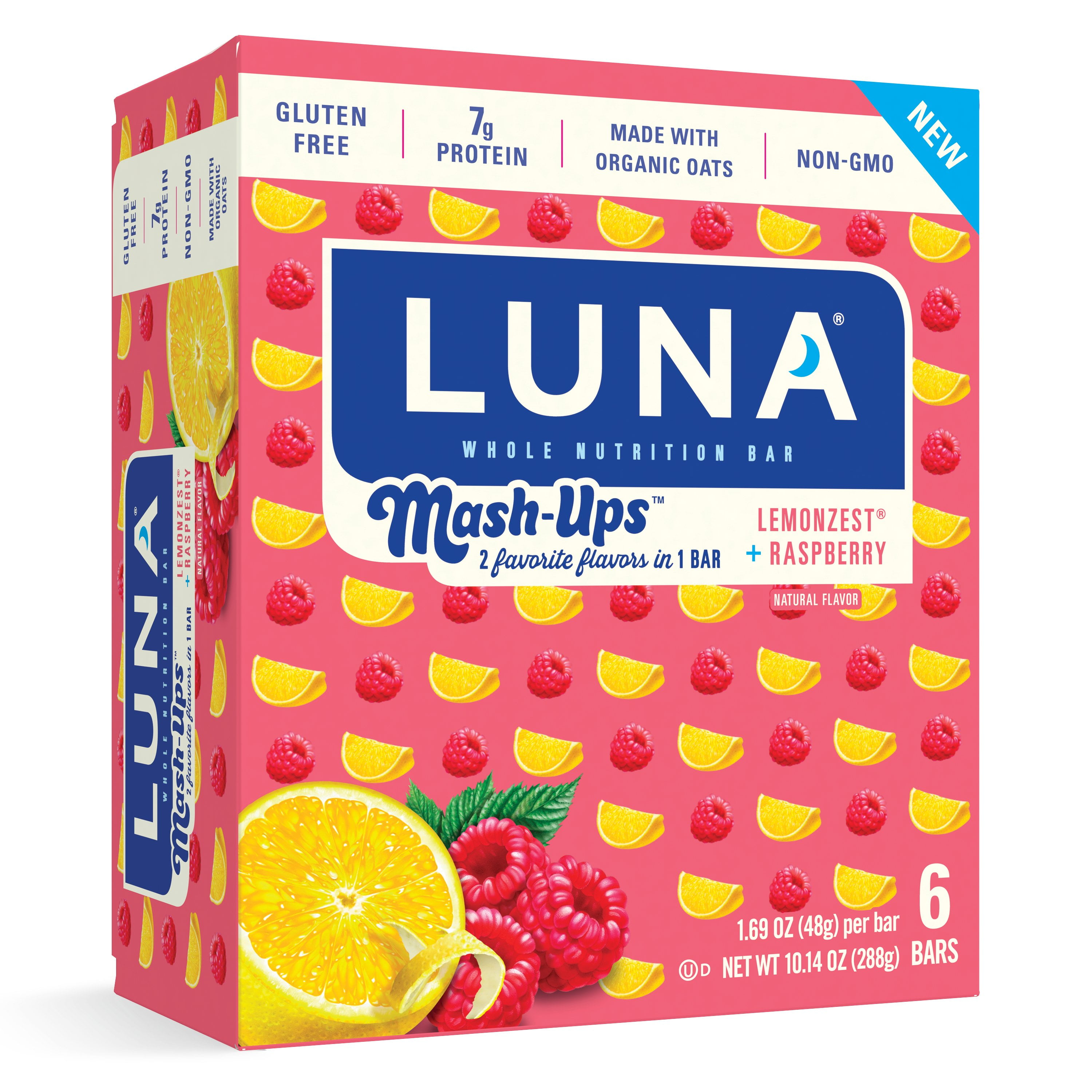 Pack of 2 Luna Mash-Ups Lemon Zest & Raspberry Bars, 6 ct (Package May ...