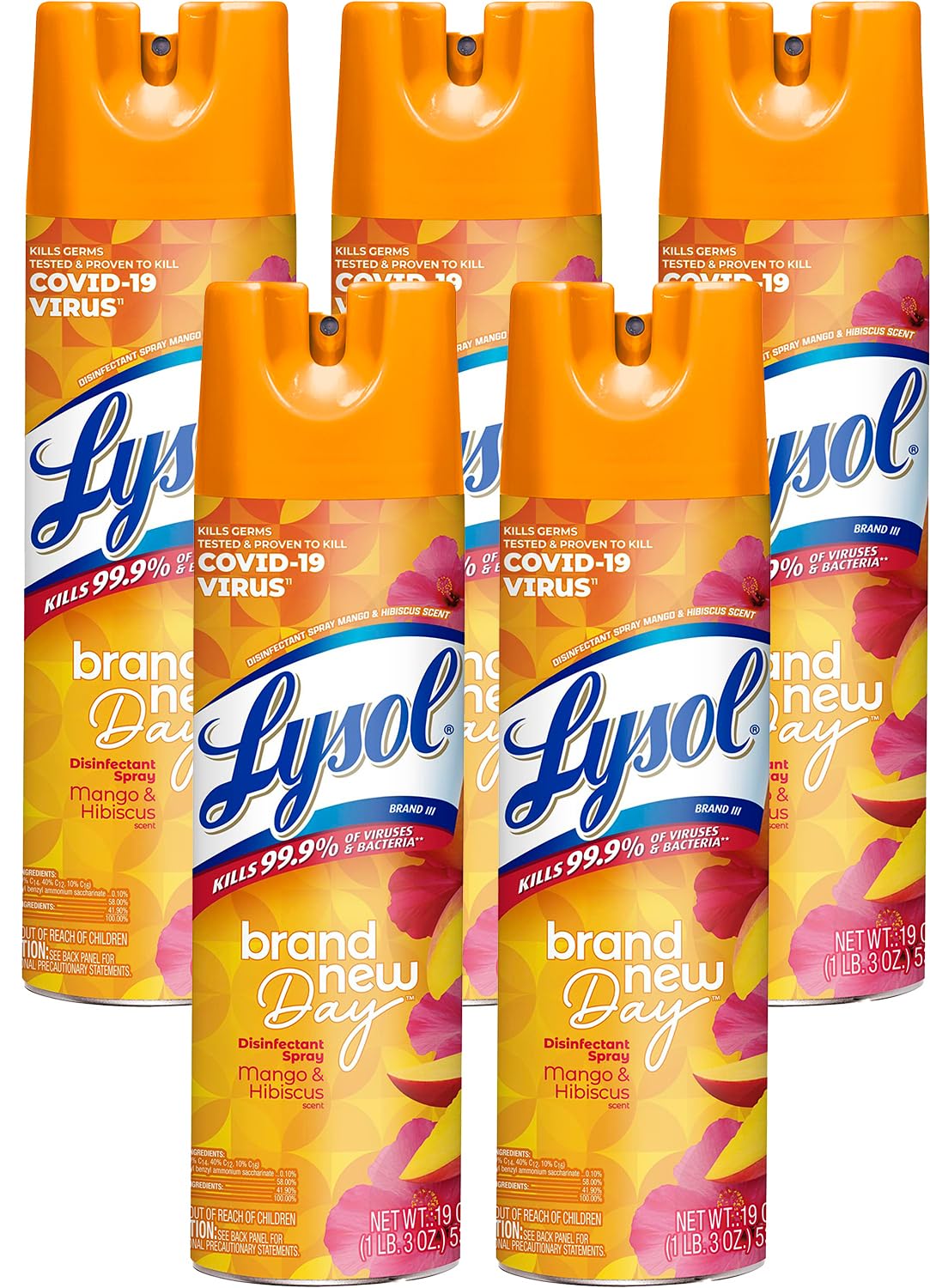 Pack of 2 - Lysol Disinfectant Spray - Mango & Hibiscus, 19 Oz (Pack Of ...