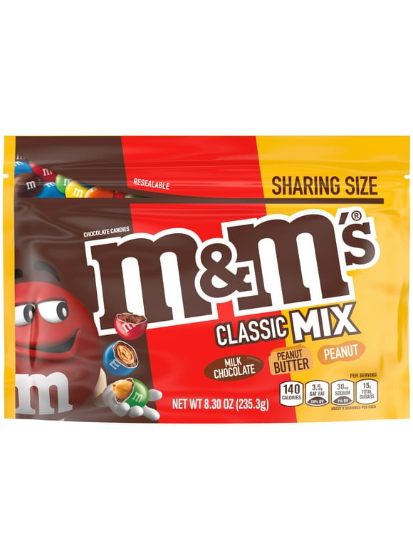Pack of 2 M&M's Classic Mix Chocolate Candy, Sharing Size - 8.3 oz Bag ...