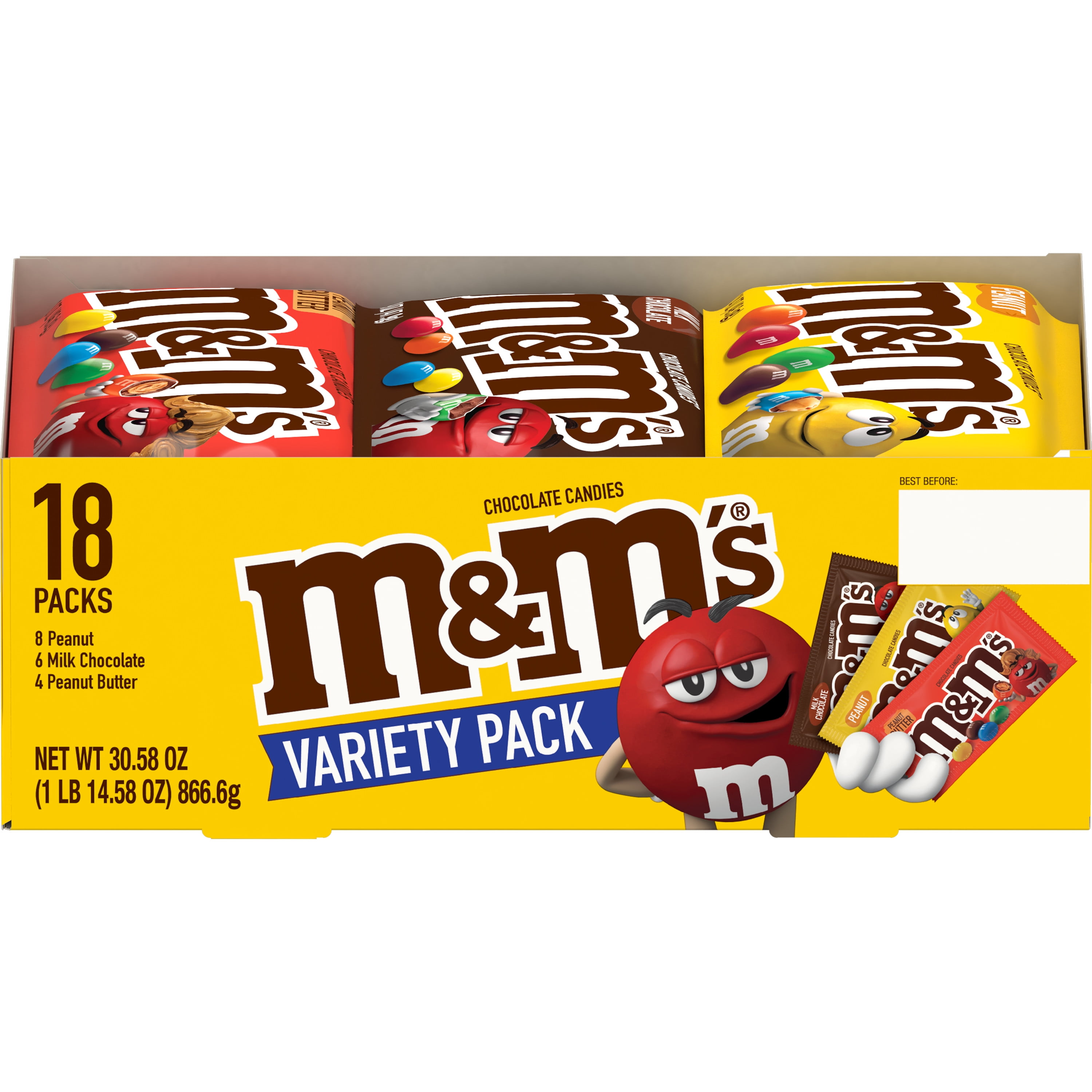 M&M's Variety Pack Full Size Milk Chocolate Candy Bars - 18 Ct-Pack of ...