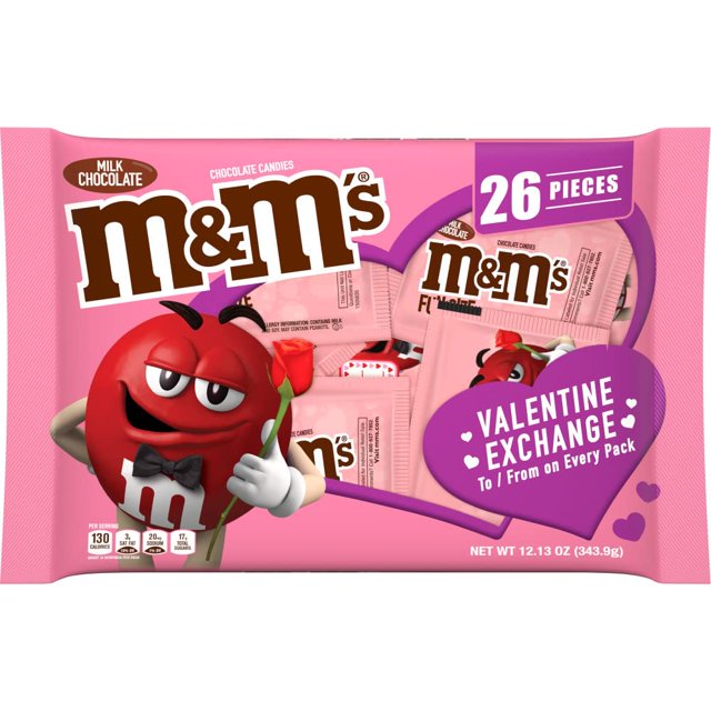 Pack of 2 - M&Ms Milk Chocolate Fun Size Valentine Chocolate Candy, 12. ...