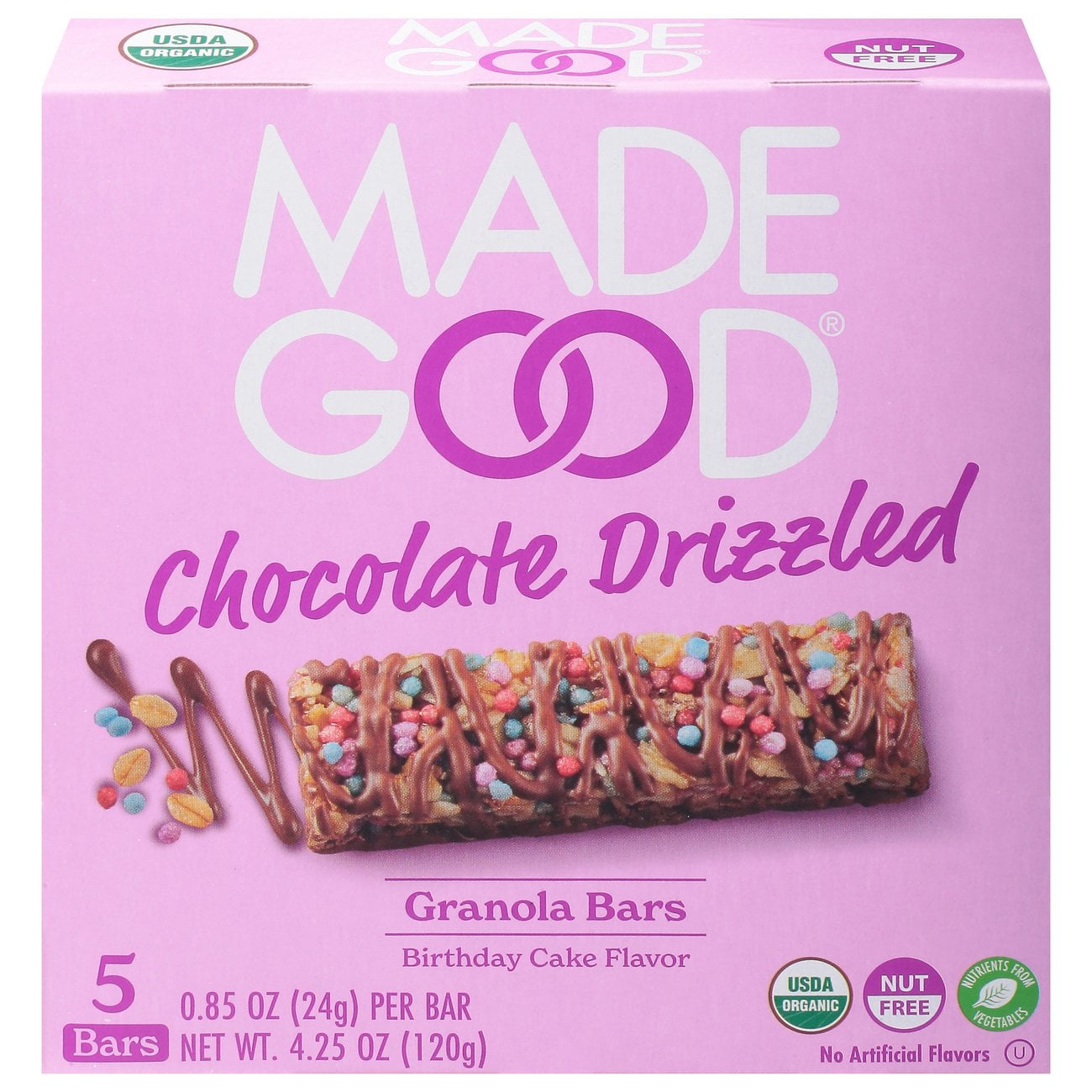 Pack of 2 Made Good Chocolate Drizzled Granola Bar Birthday Cake, 5 ct ...