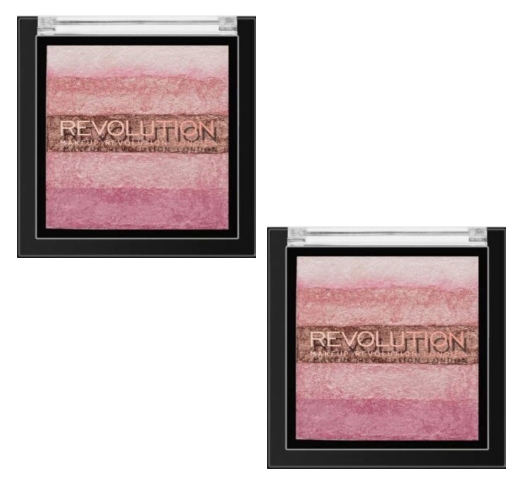 Pack of 2 Makeup Revolution Beauty Vivid Shimmer Brick, Pink Kiss ...