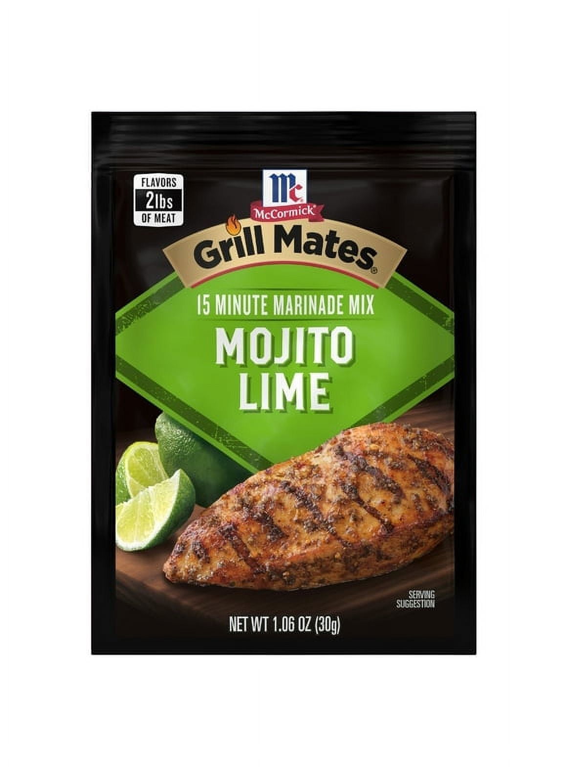 Pack of 2 McCormick Grill Mates Marinade Mix - Mojito Lime, 1.06 oz ...