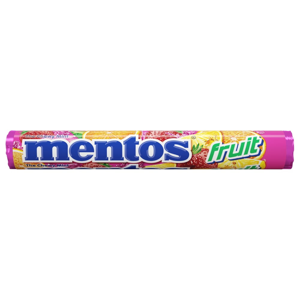 Pack of 2 Mentos Fruit Flavored Chewy Mint Candy Roll, 1.32 oz /14 ...