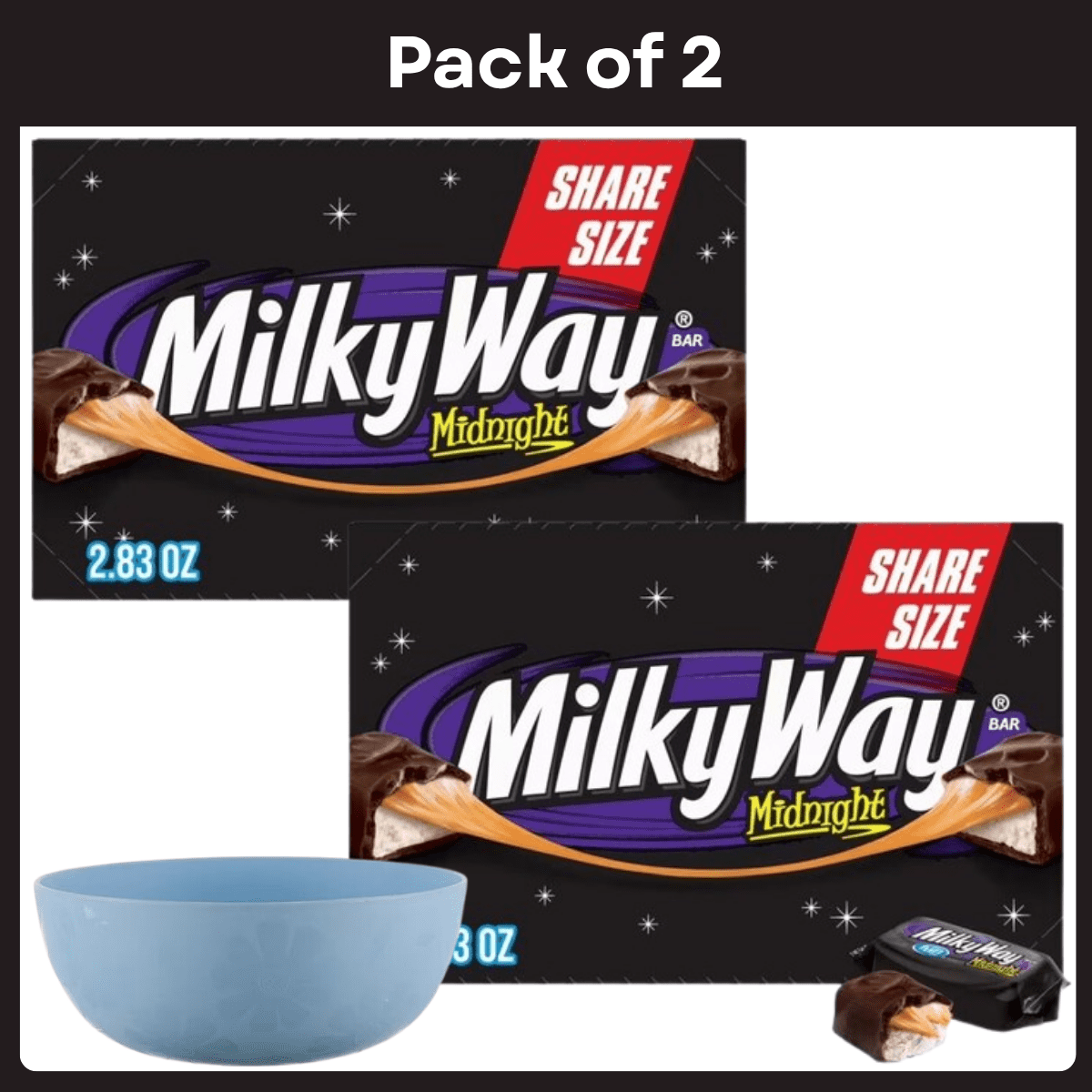 Pack of 2 Milky Way Candy Midnight Dark Chocolate Bar, Share Size - 2. ...