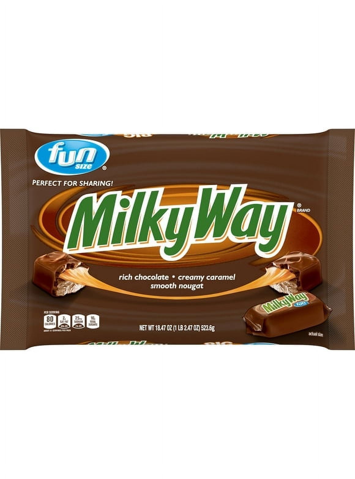 Pack of 2 Milky Way Fun Size Milk Chocolate Candy Bars - 18.47 oz Bag ...