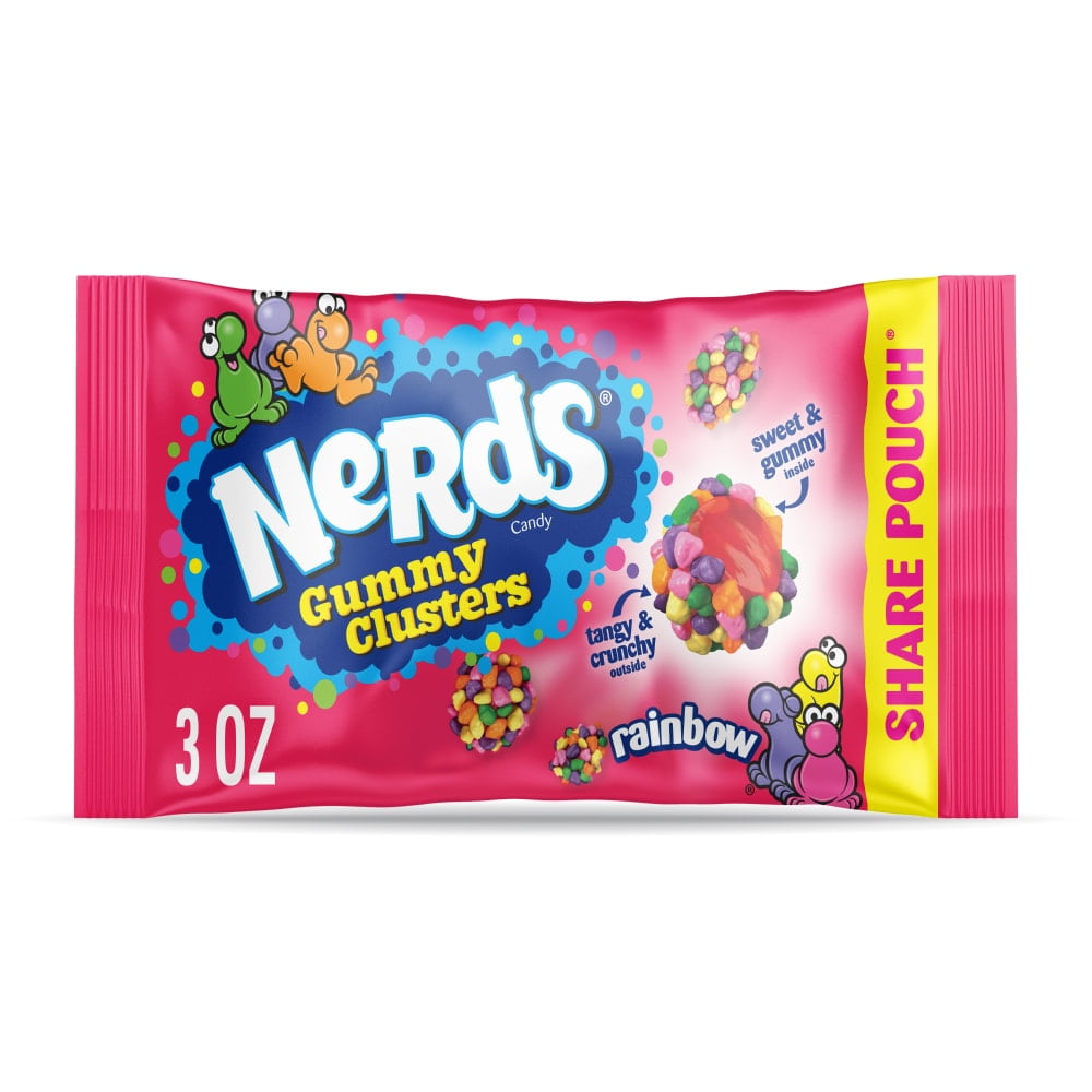 Pack of 2 NERDS Gummy Clusters Rainbow Crunchy And Gummy Candy Bag, 3. ...