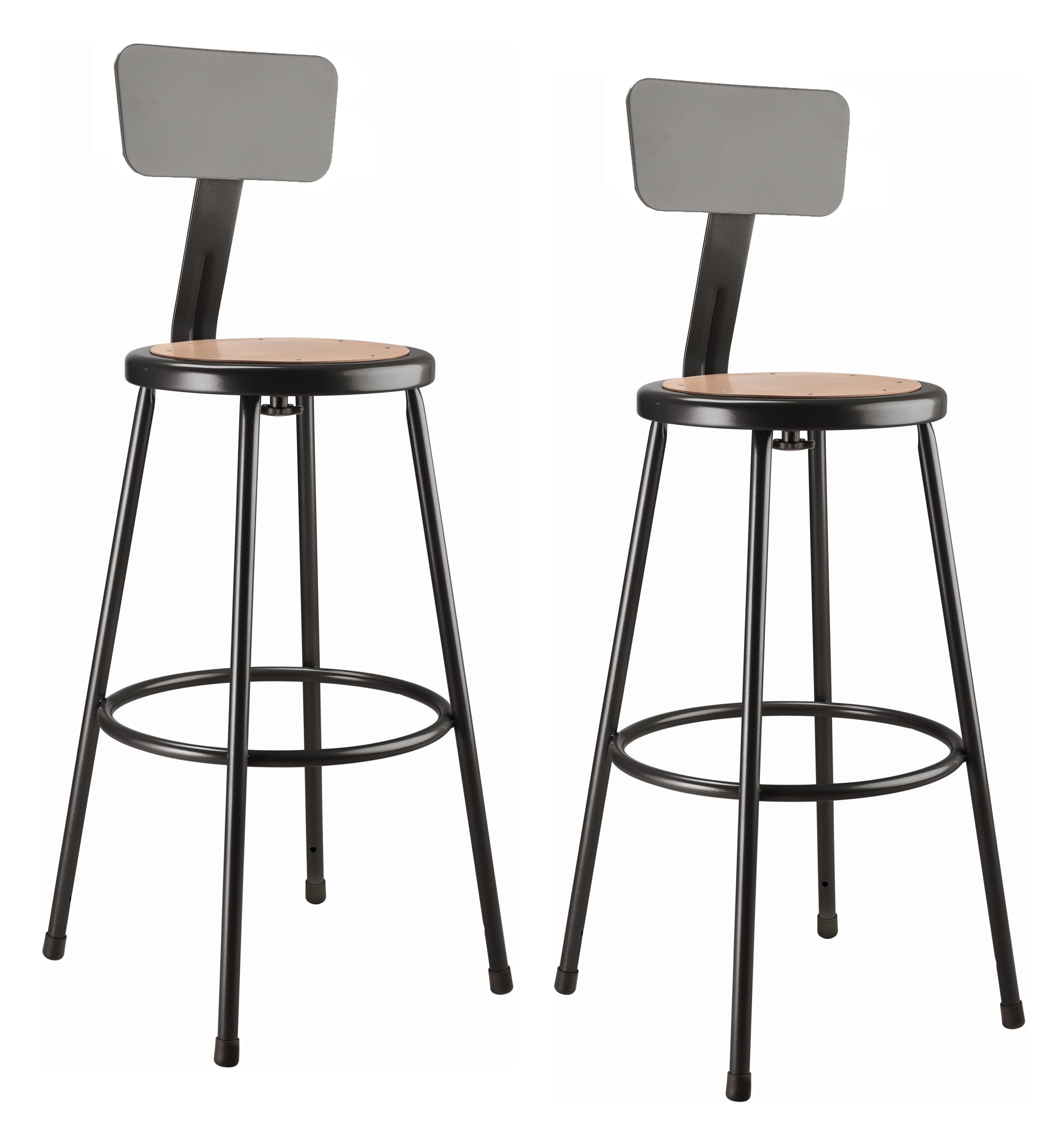 (Pack of 2) NPS 30" Heavy Duty Steel Stool With Backrest, Black ...