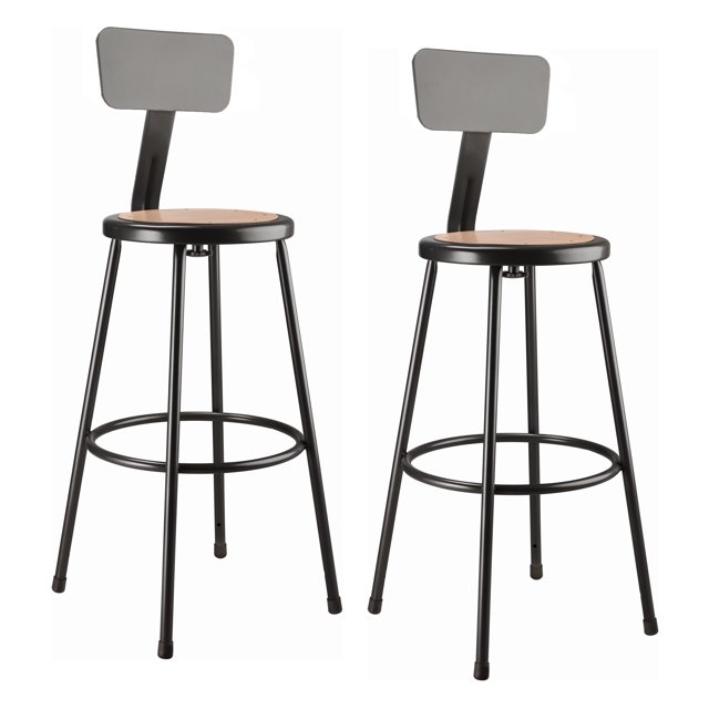 (Pack of 2) NPS 30" Heavy Duty Steel Stool With Backrest, Black ...
