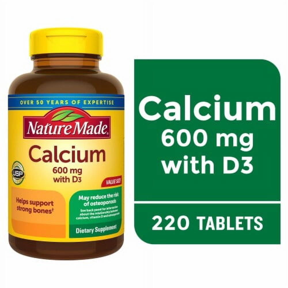 Pack of 2 - Nature Made Calcium with Vitamin D3 600mg Tablets 220 ct ...