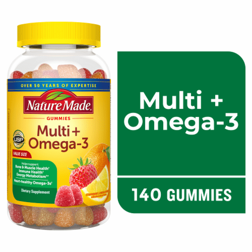 Pack of 2 - Nature Made Multi+Omega-3 Strawberry Lemon & Orange Gummies ...