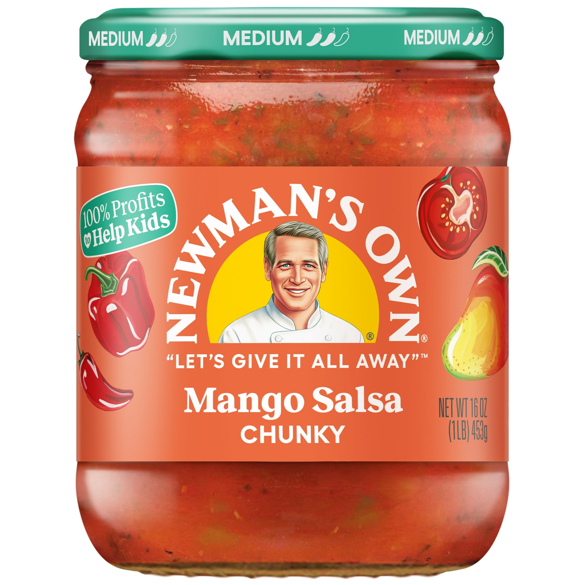 Newman's Own Mango Salsa, Medium Chunky, Pack of 2, 16 oz Glass Jar ...