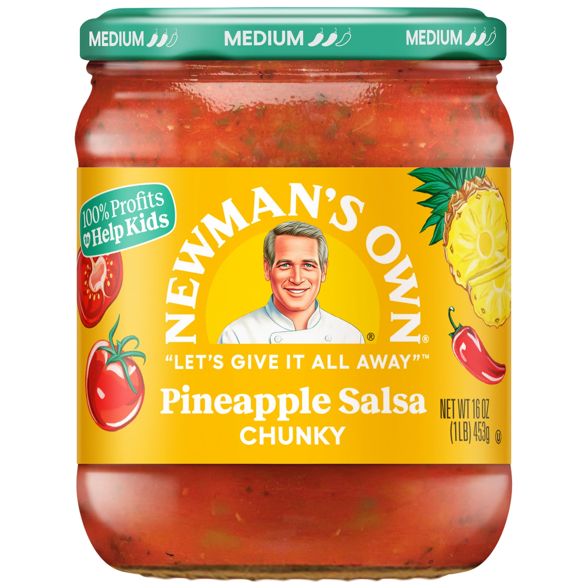 Pack of 2 Newman's Own Pineapple Salsa, Medium Chunky, 16 oz Glass Jar - Walmart.com
