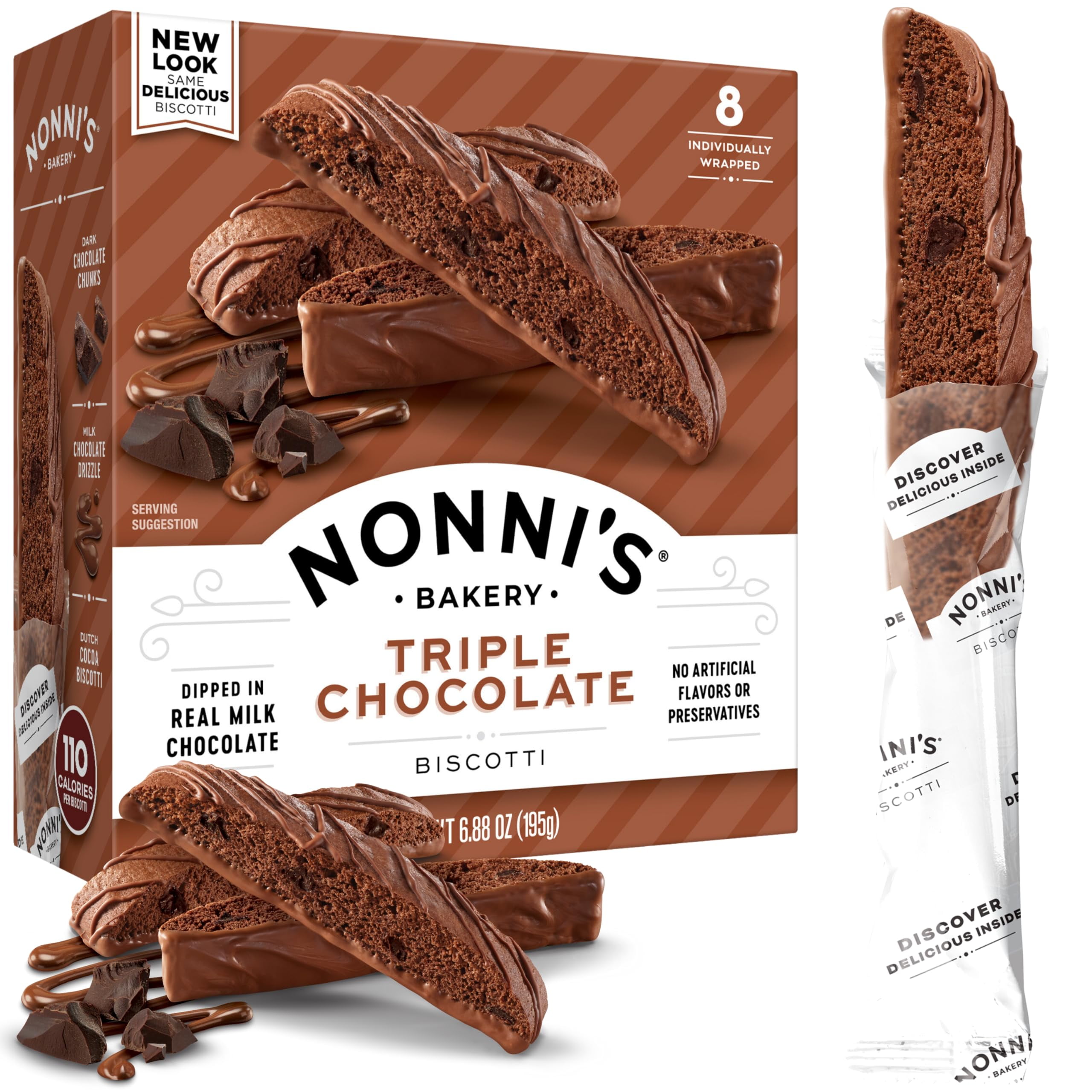 Pack of 2 - Nonnis, Triple Chocolate Biscotti, 6.88 Ounce Packaging May ...