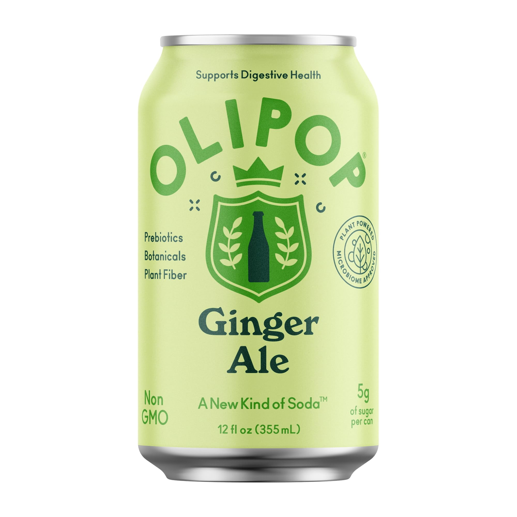 Pack of 2 OLIPOP Prebiotic Soda Pop, Ginger Ale, Prebiotics, Botanicals, Plant Fiber, 12 fl oz ...