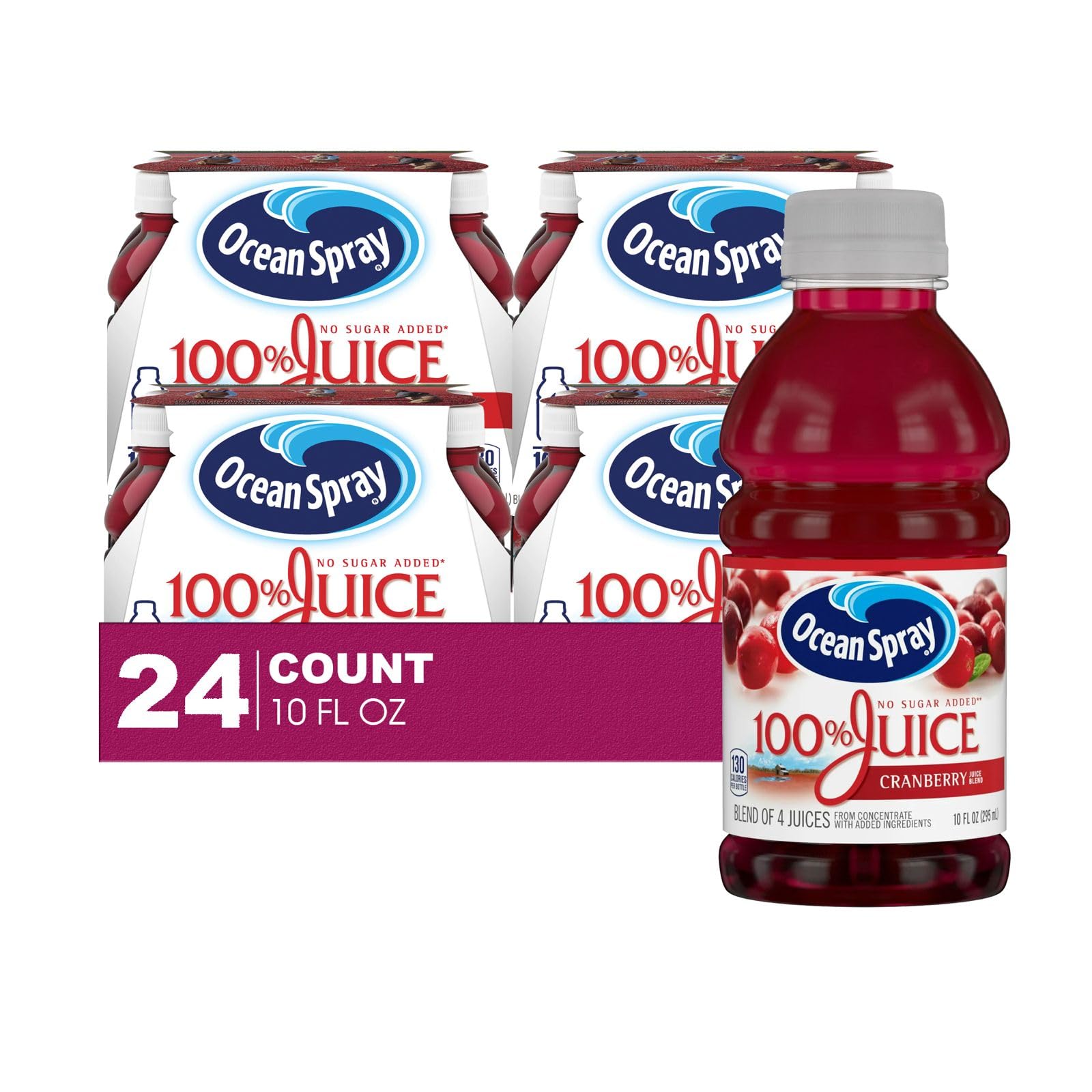 Pack of 2 - Ocean Spray 24-Pack Of 100% Cranberry Juice Blend 10 Fl Oz ...