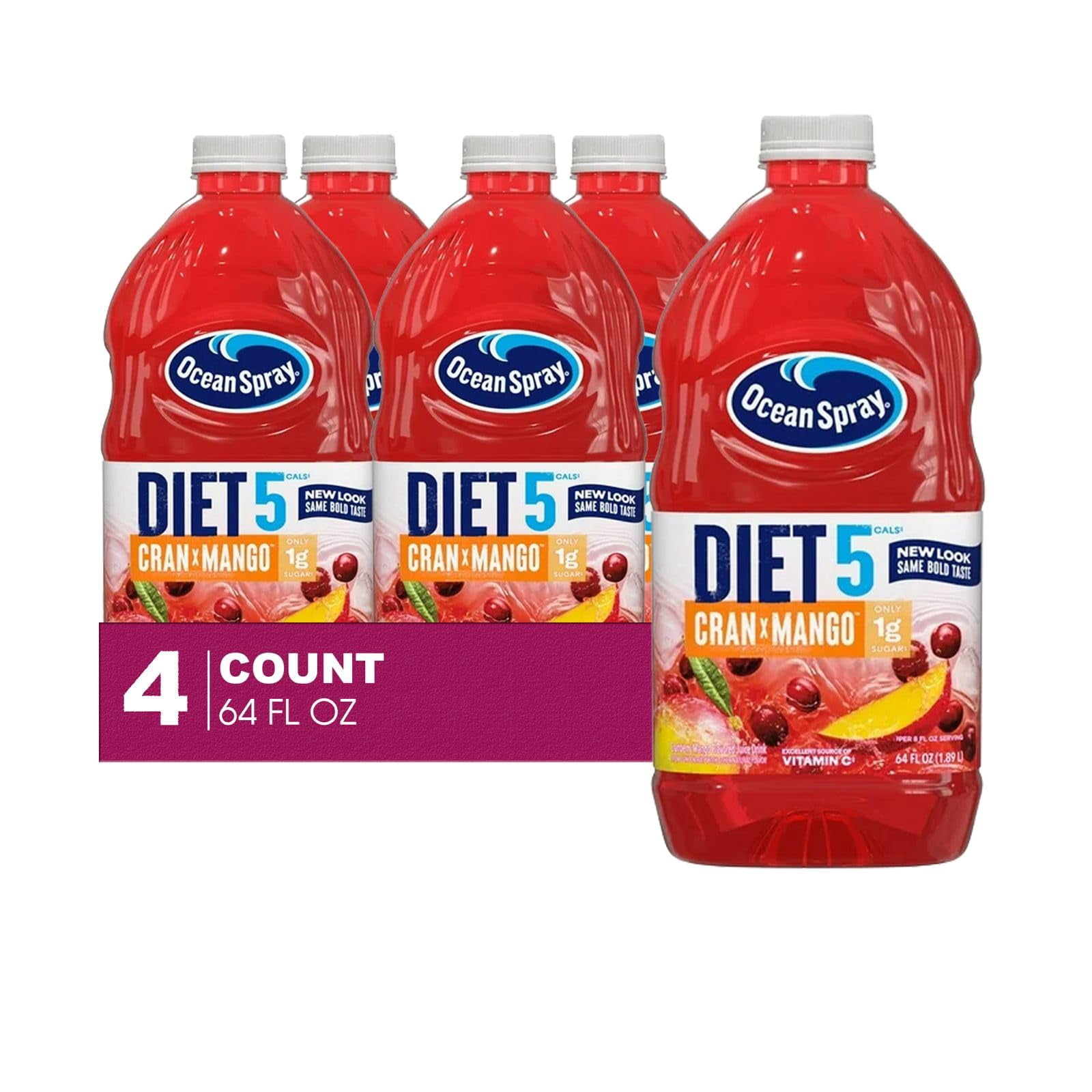 Pack of 2 - Ocean Spray 4-Pack Of Diet Cran Mango Juice Drink 64 Fl Oz ...