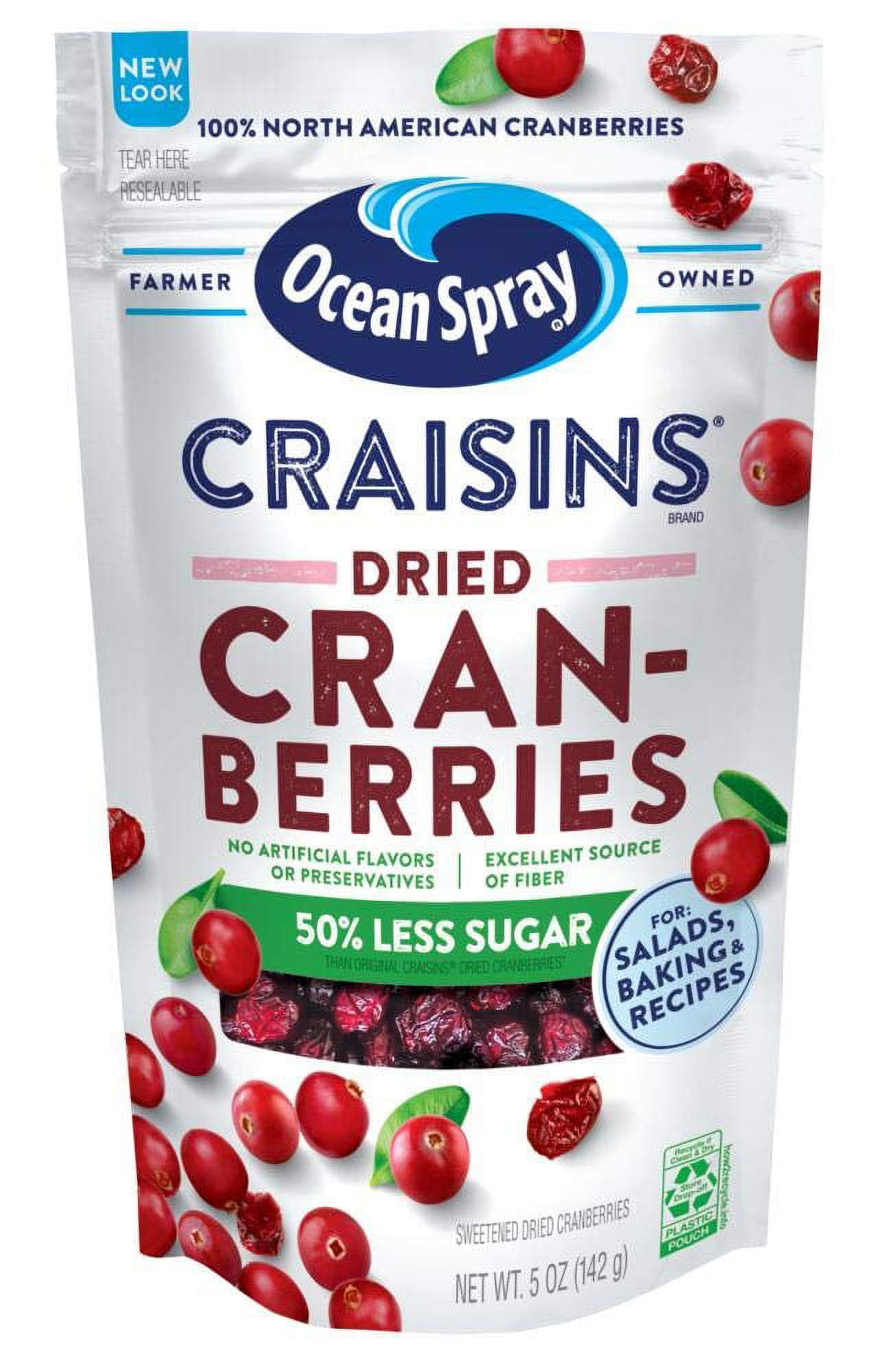 Pack of 2 - Ocean Spray Craisins, 50% Less Sugar Dried Cranberries ...