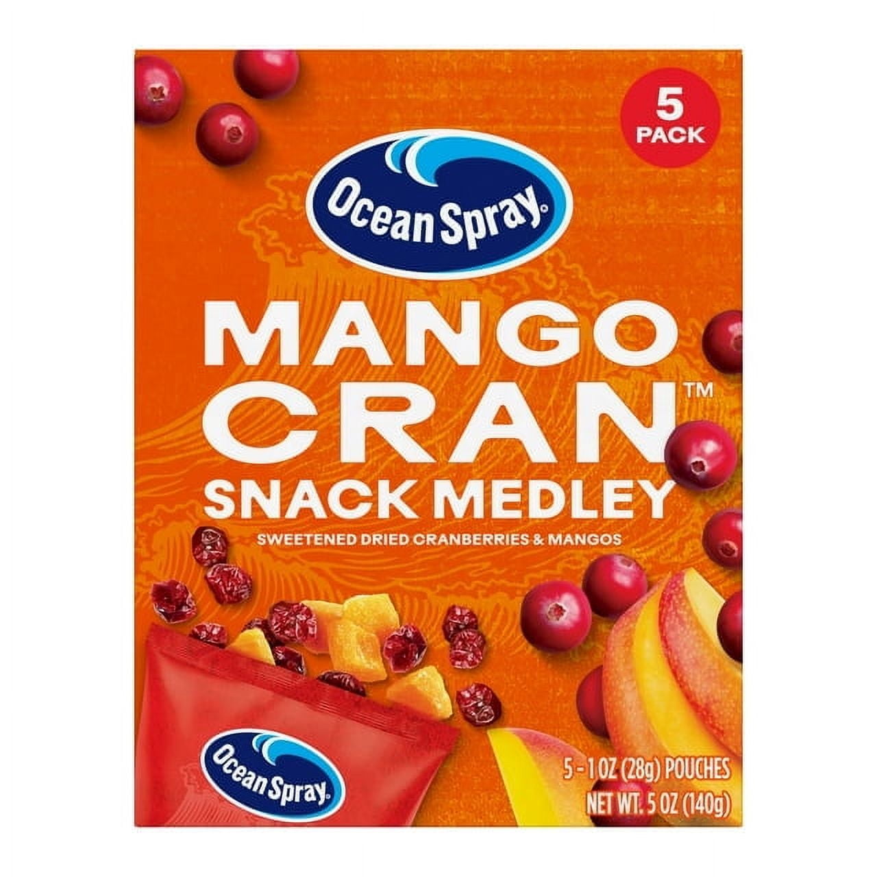 Pack of 2 Ocean Spray Mango Cran Snack Medley, Dried Fruit Snack, 1 oz ...