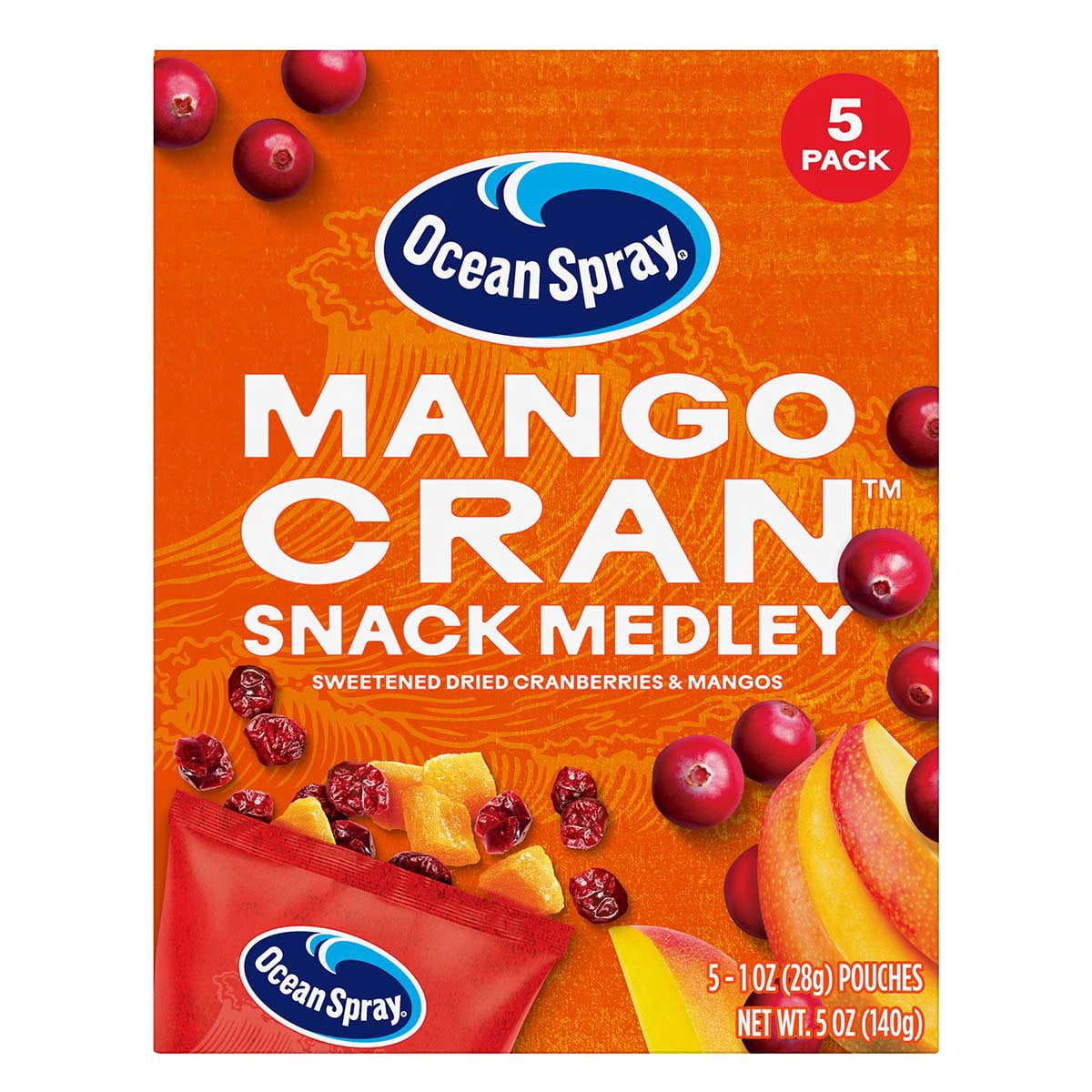 Pack of 2 Ocean Spray Snack Medley Mango Cran 5 pk, 10 oz (Package May ...