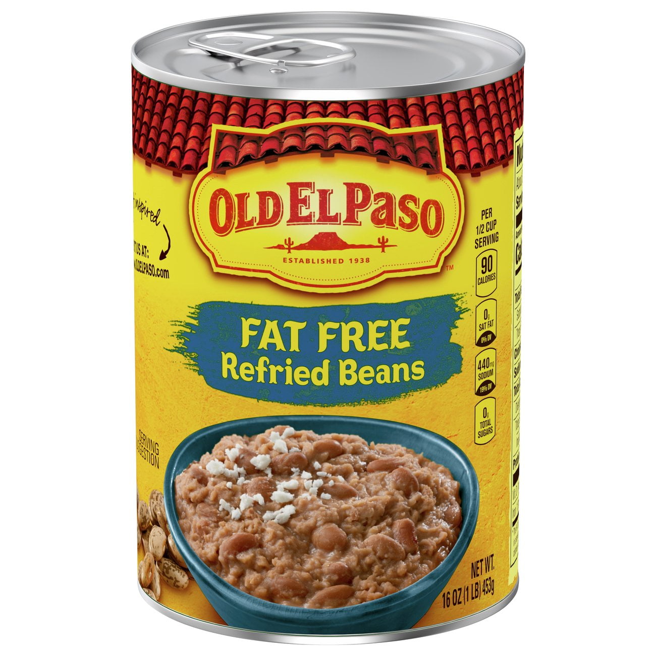 Pack of 2 Old El Paso Fat Free Refried Beans, 16 oz (Package May Vary ...