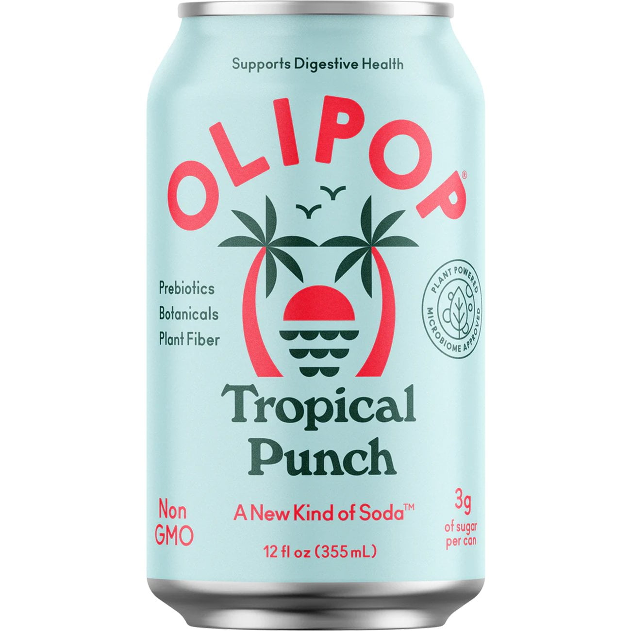 OLIPOP Prebiotic Soda, Tropical Punch, Pack of 2, 12 oz Cans, High ...